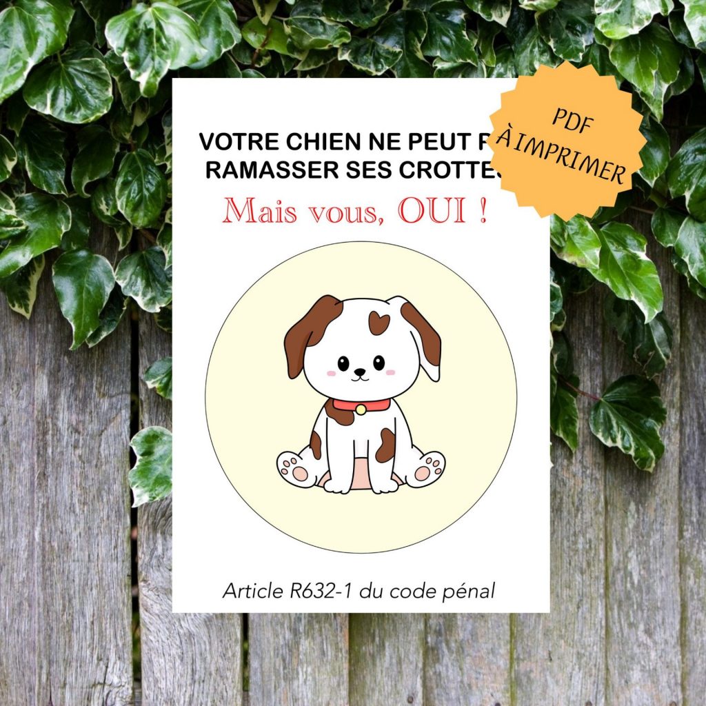 Affiche déjection canine à télécharger et imprimer - L'Atelier de DiMy