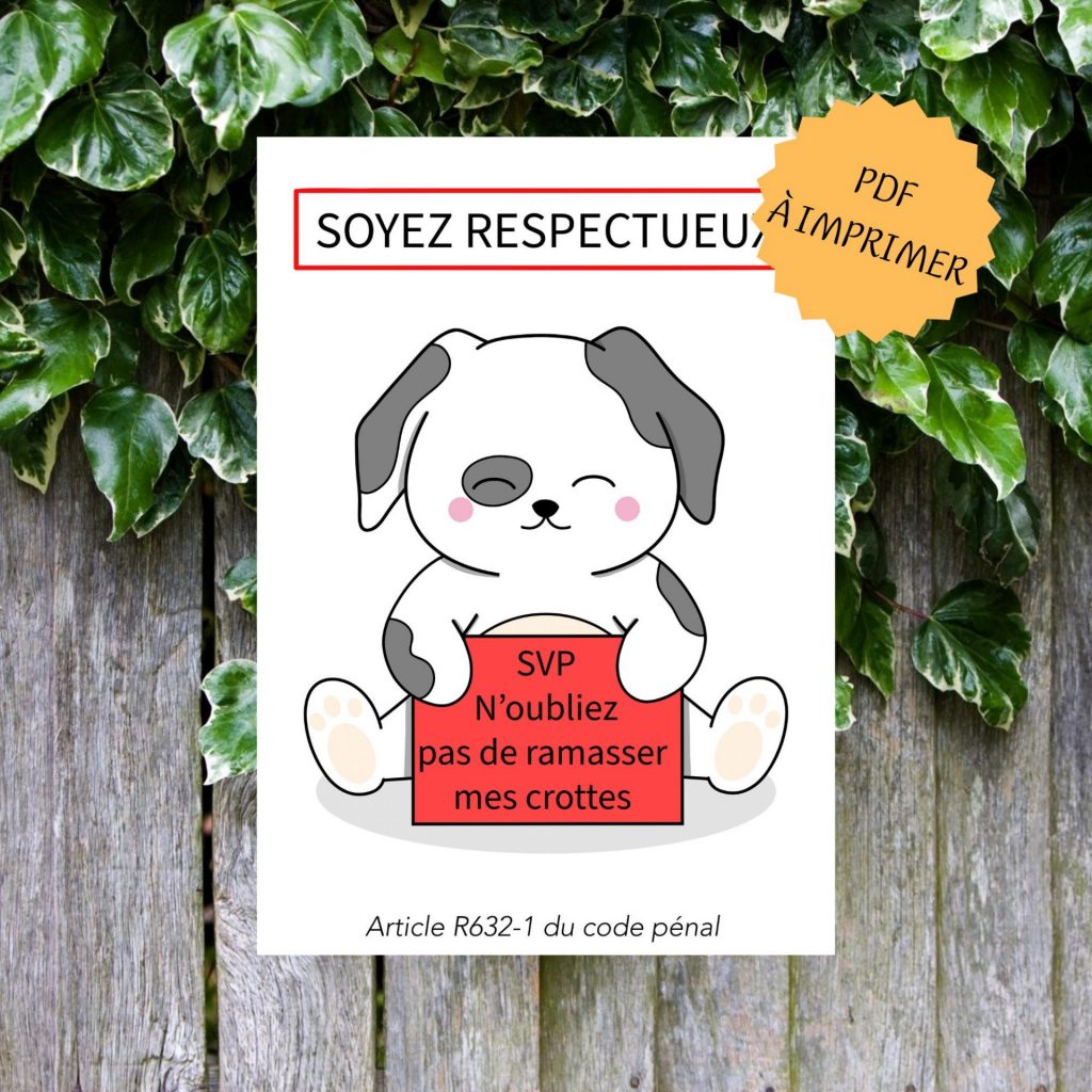 Affiche ramasser crottes de chiens à imprimer - L'Atelier de DiMy