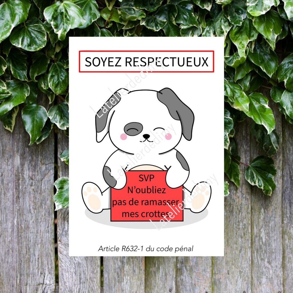 Affiche ramasser crottes de chiens à imprimer - L'Atelier de DiMy